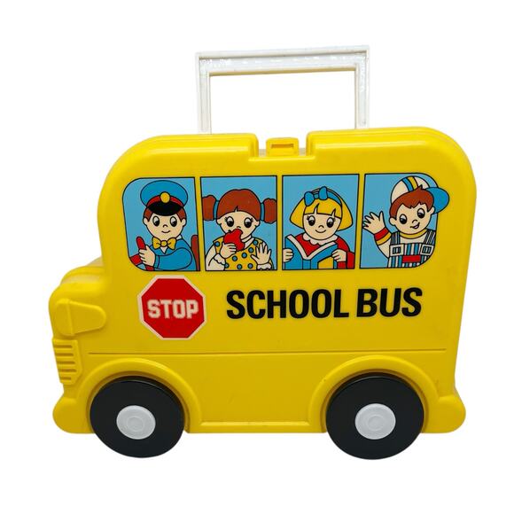 Vintage | Kitchen | Vintage Rolling Yellow School Bus Kids Plastic ...
